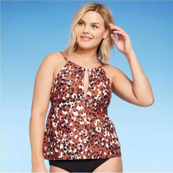 Kona Sol | Swim | Nwt Leopard Print High Neck Tankini Top By Kona Sol ...